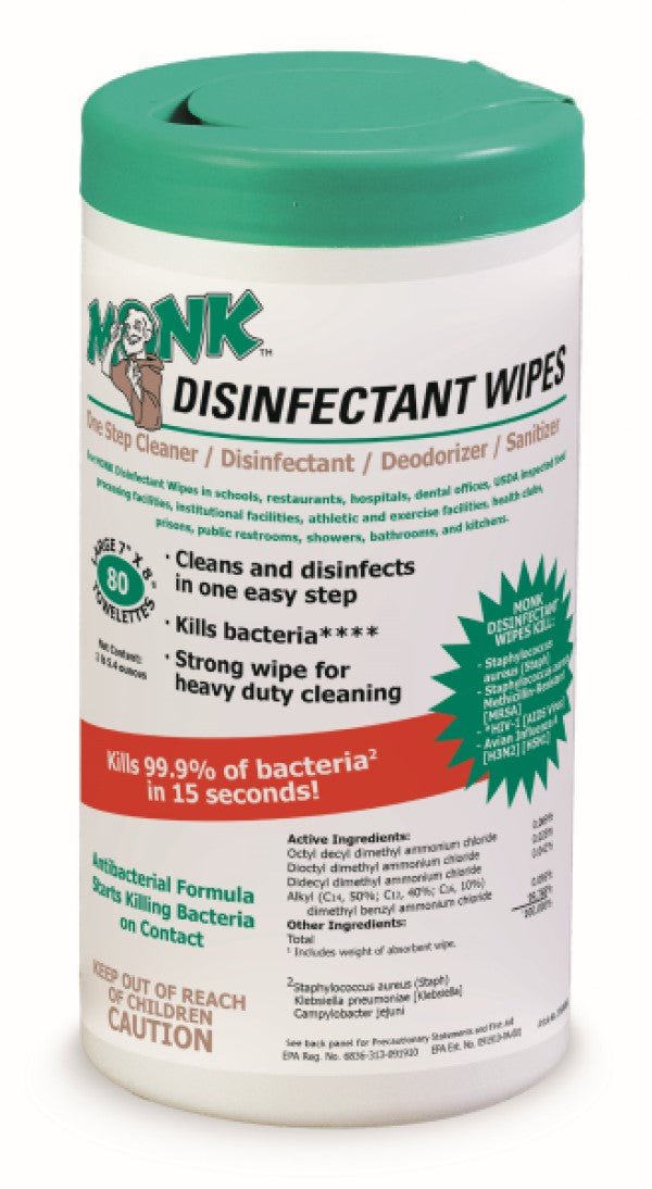 Monk Disinfectant Wipe 80 ct - Wiping Rag World